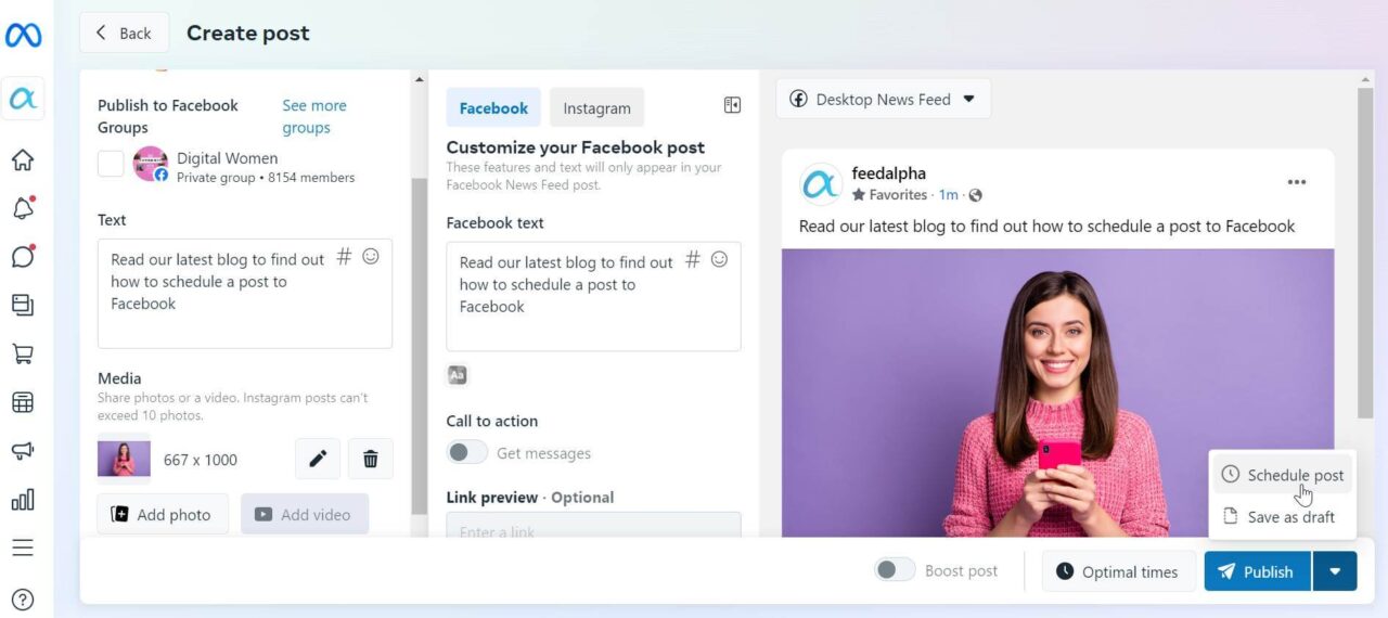 How To Schedule A Post To Facebook - feedalpha | Social Media Automation